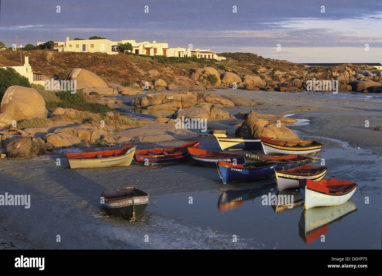Colourful fishing boats on the beach at Paternoster Stock Photo - Alamy