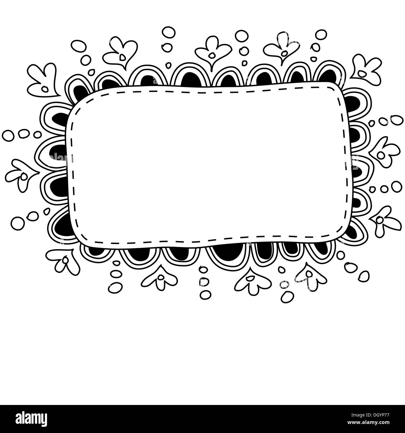 Decorative doodle frame rectangular Black and White Stock Photos ...