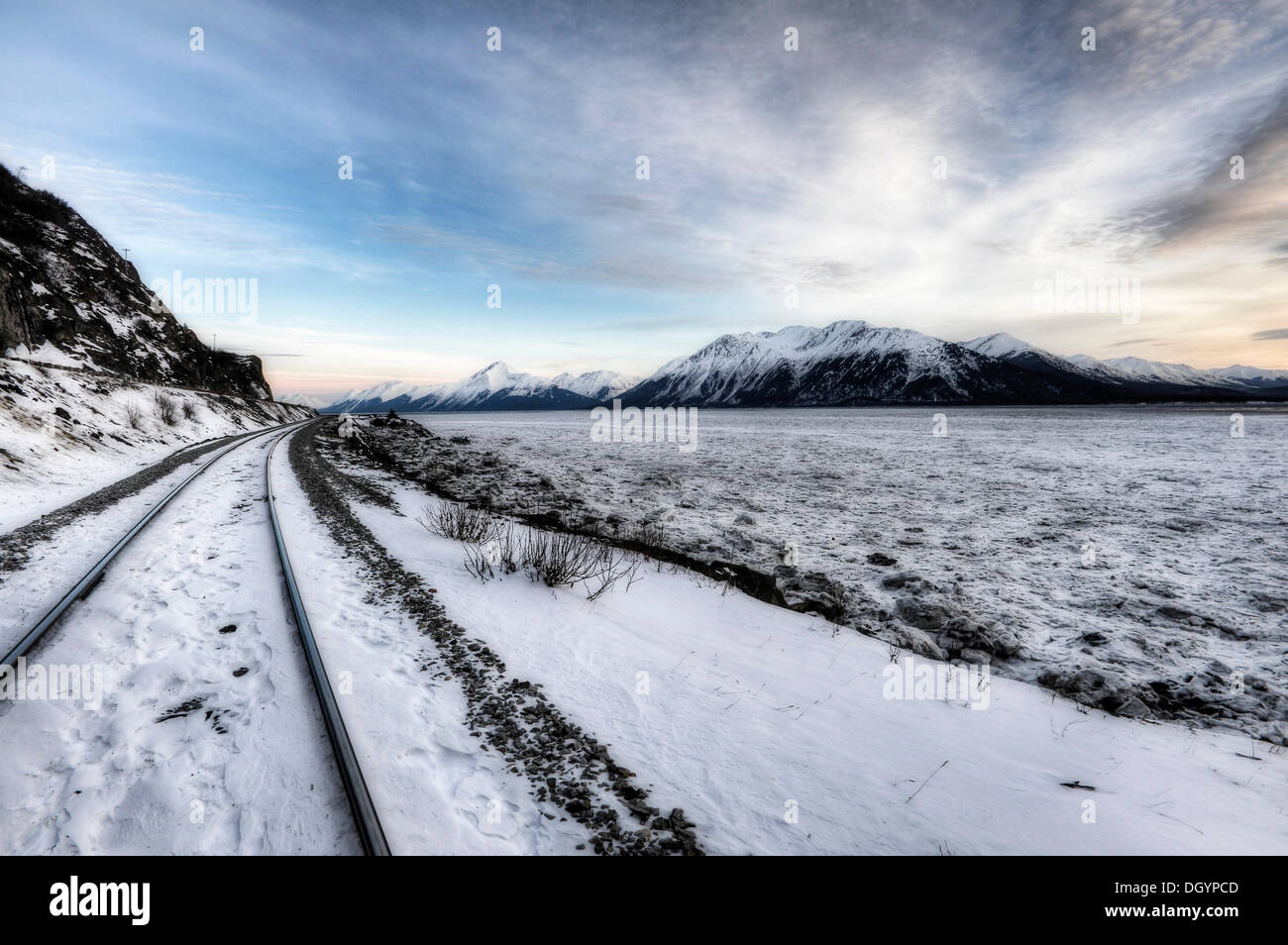 The Alaska Railroad tracks along Turnagain Arm, Alaska Stock Photo - Alamy