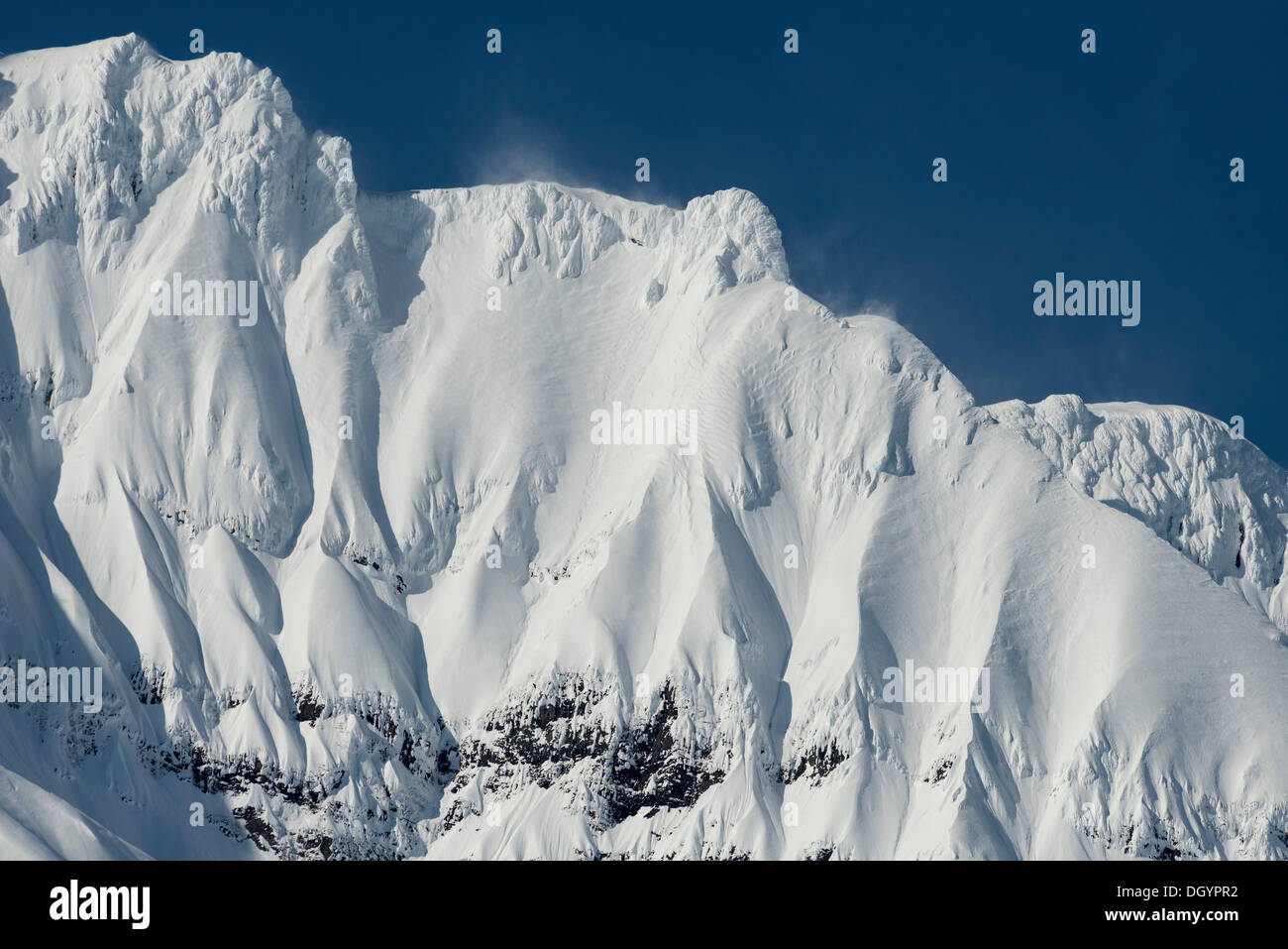 Snowscape, peaks along the Harriman Fjord, Anchorage, Alaska, United ...