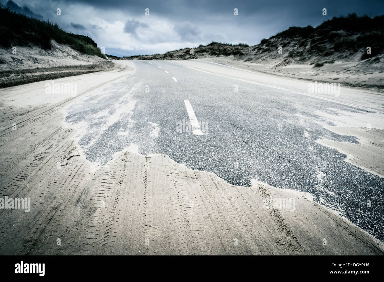 Sandy road surrounded by dunes and reed Stock Photo - Alamy