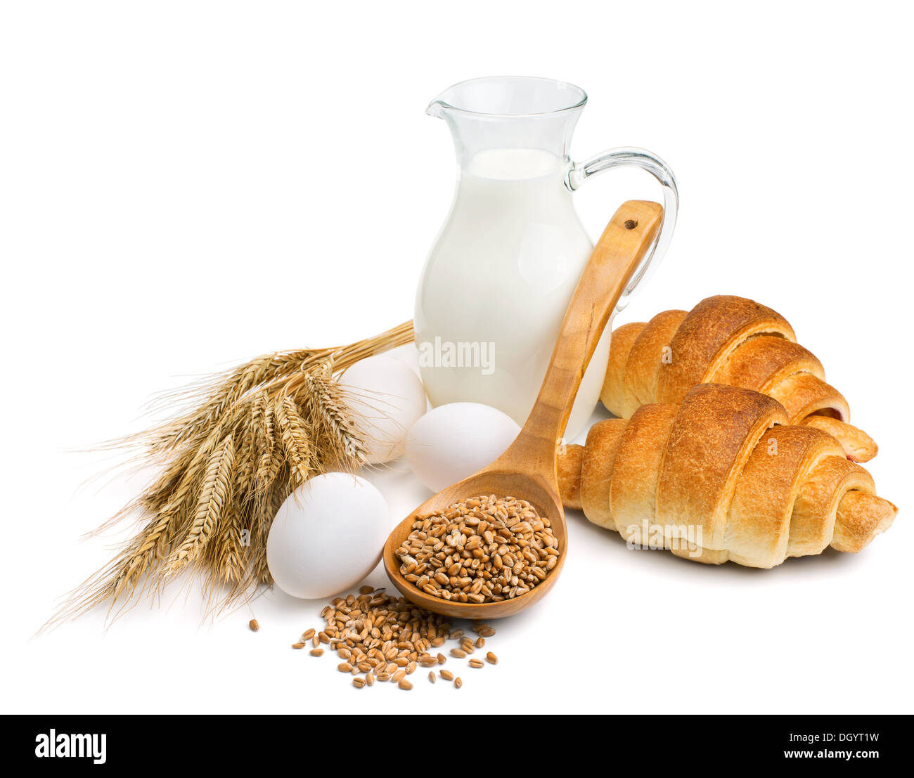 Still life with baking ingredients isolated on white background Stock ...