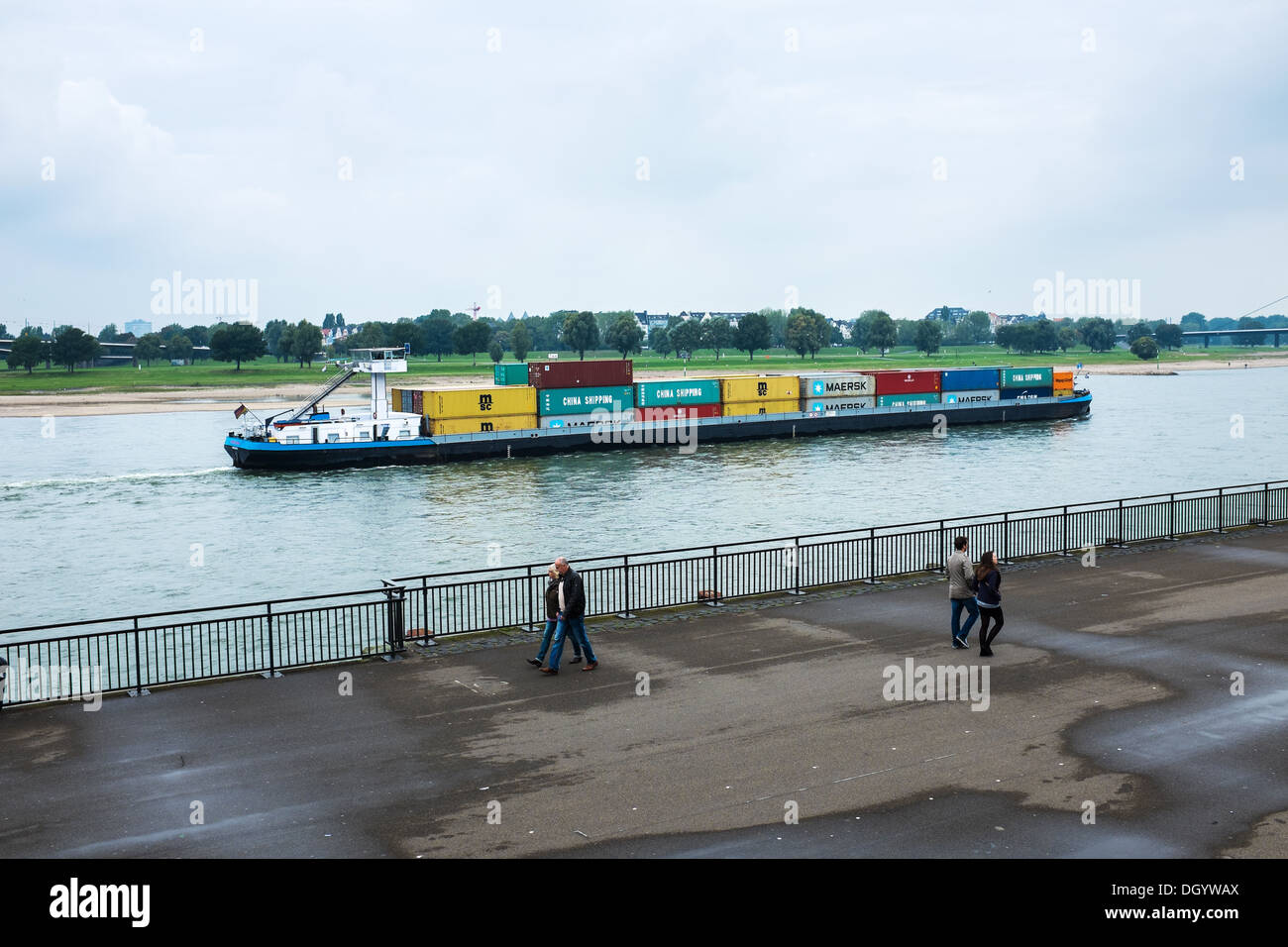 Barge, Rhein river, Dusseldorf Germany Stock Photo - Alamy