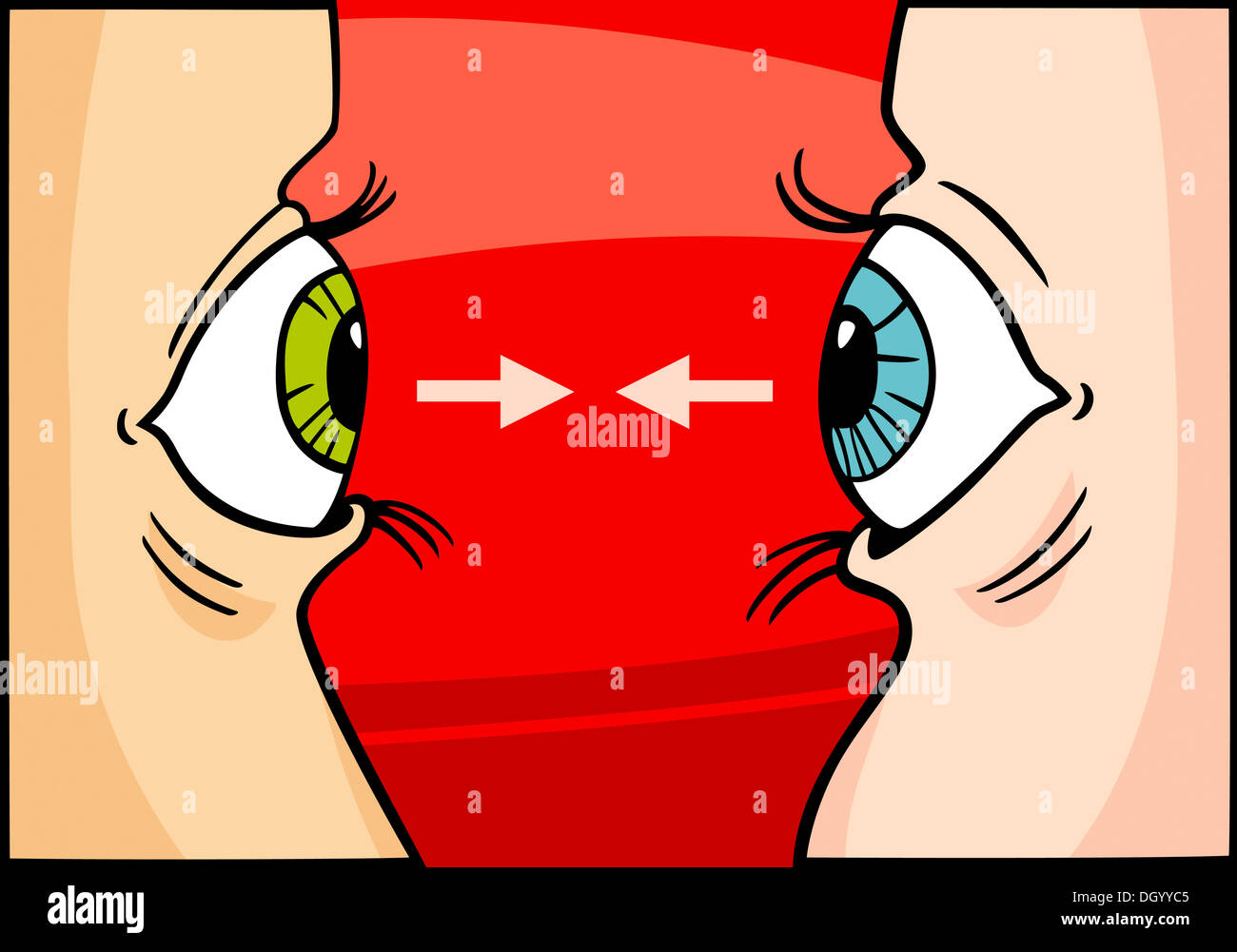 Cartoon Concept Illustration of Eye to Eye Confrontation or Staring ...