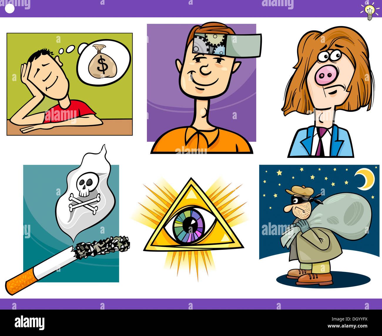 Illustration Set of Humorous Cartoon Concepts or Ideas and Metaphors ...