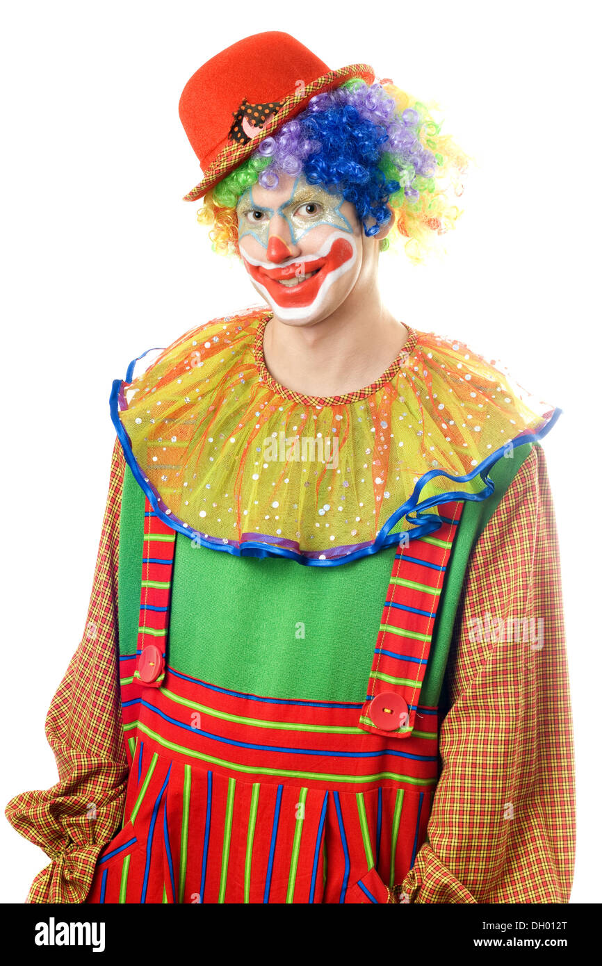 Portrait of a smiling clown. Isolated on white Stock Photo - Alamy