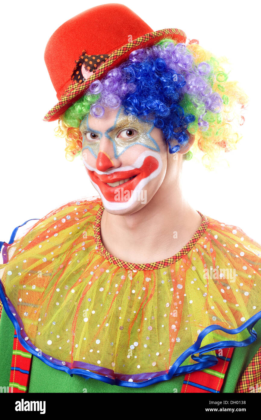 Portrait of a clown. Isolated on white Stock Photo - Alamy