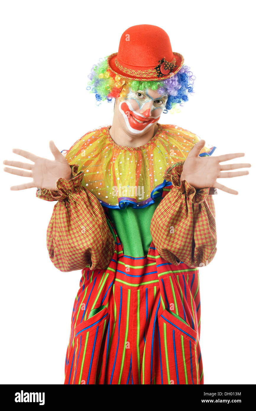 Portrait of a funny clown. Isolated on white Stock Photo - Alamy