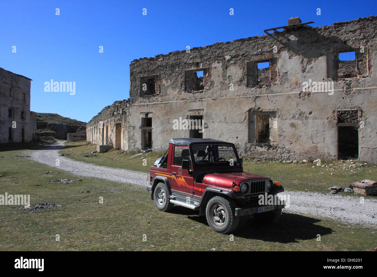 Ruins of the barracks at Fort Central on Col de Tende mountain pass ...