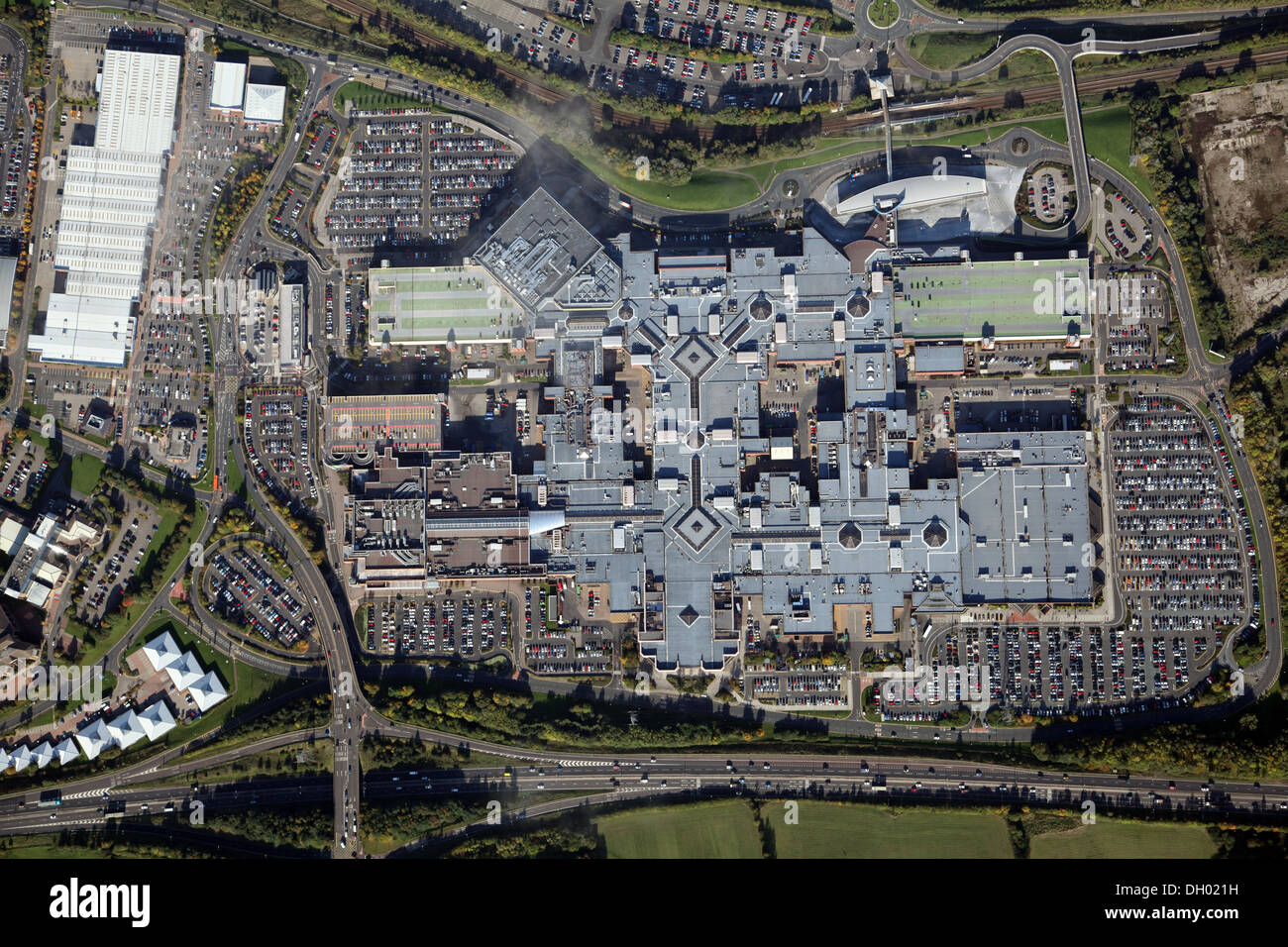Vertical aerial view of the Metrocentre at Gateshead near Newcastle ...