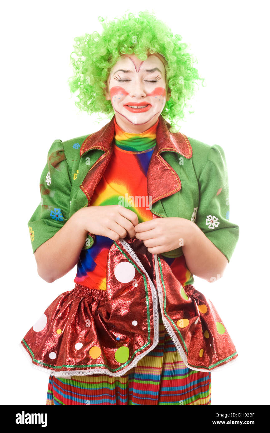 Portrait of a crying female clown. Isolated Stock Photo - Alamy