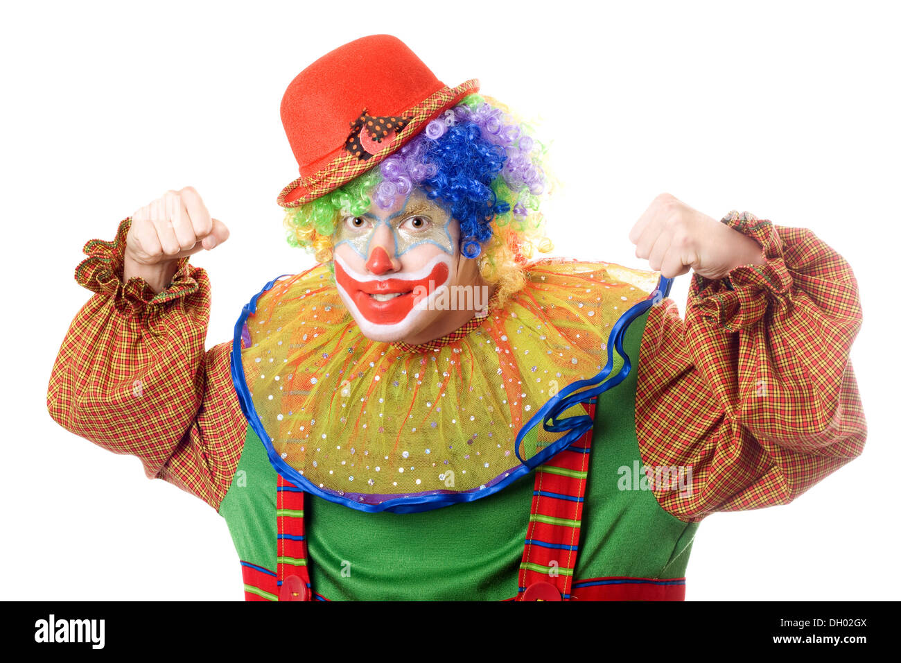 Portrait of an aggressive clown. Isolated on white Stock Photo - Alamy
