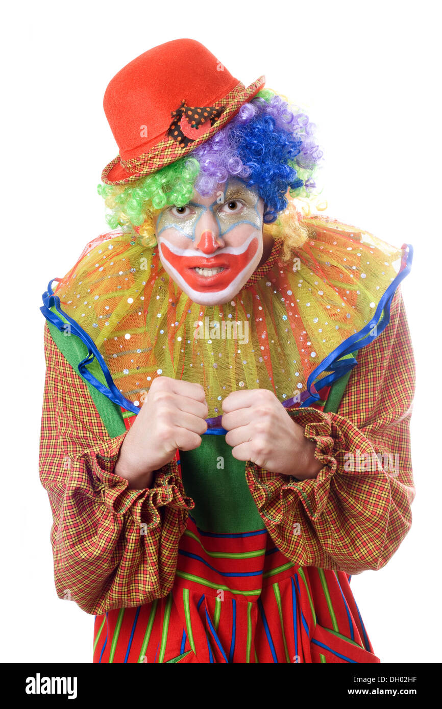Portrait of an angry clown. Isolated on white Stock Photo - Alamy