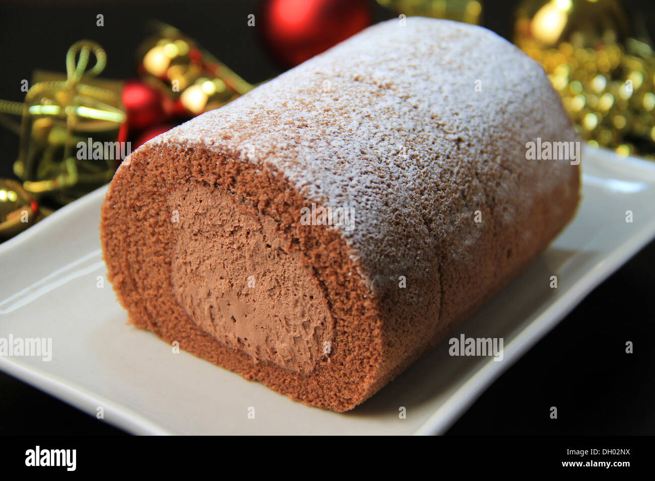 Chocolate cake roll Stock Photo - Alamy