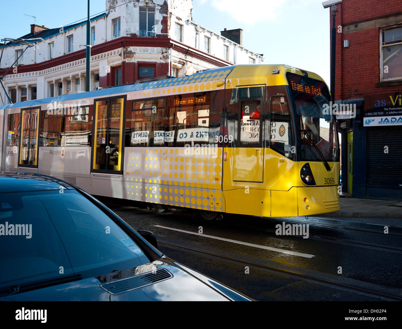 Metrolink Tram Testing in Oldham, Oldham, Greater Manchester, UK Stock ...