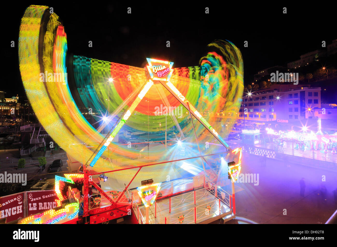 Funfair rides, funfair at Port Hercule, Monaco, French Riviera, Europe ...