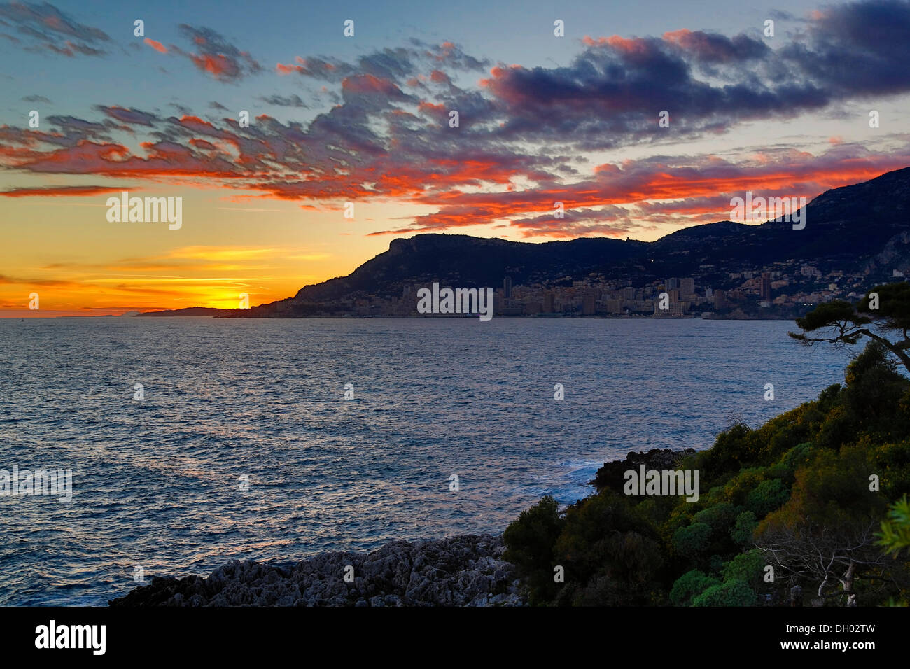 Principality of Monaco viewed from Cap Martin at sunset, Département ...