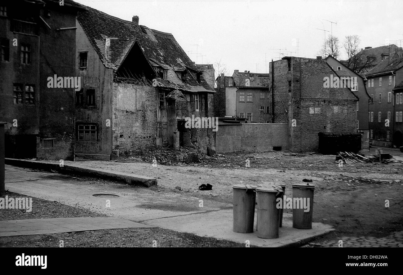 Ruins in the historic town centre of Weimar, with a former planned open ...