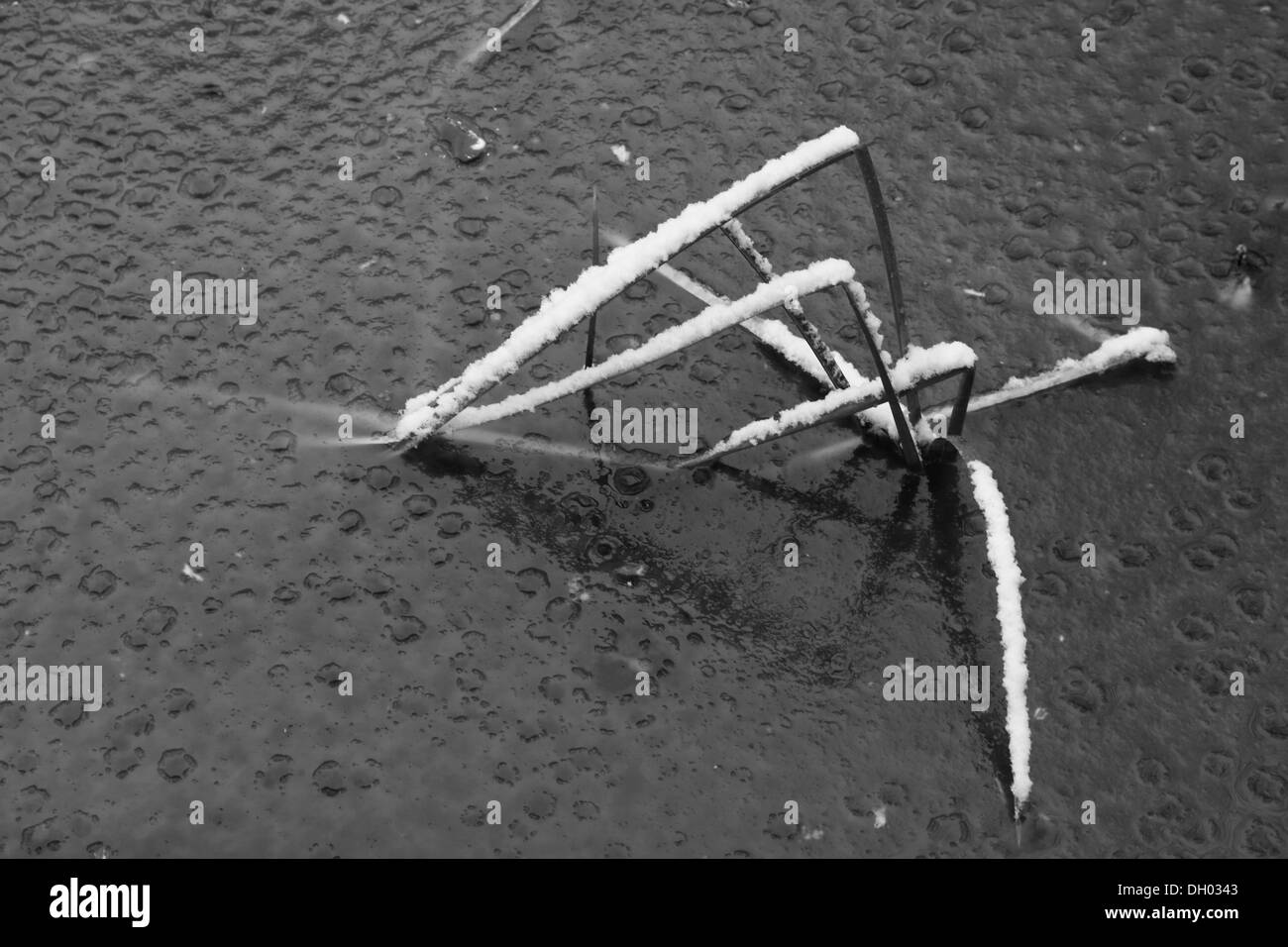 Frozen ice on lake Black and White Stock Photos & Images - Alamy
