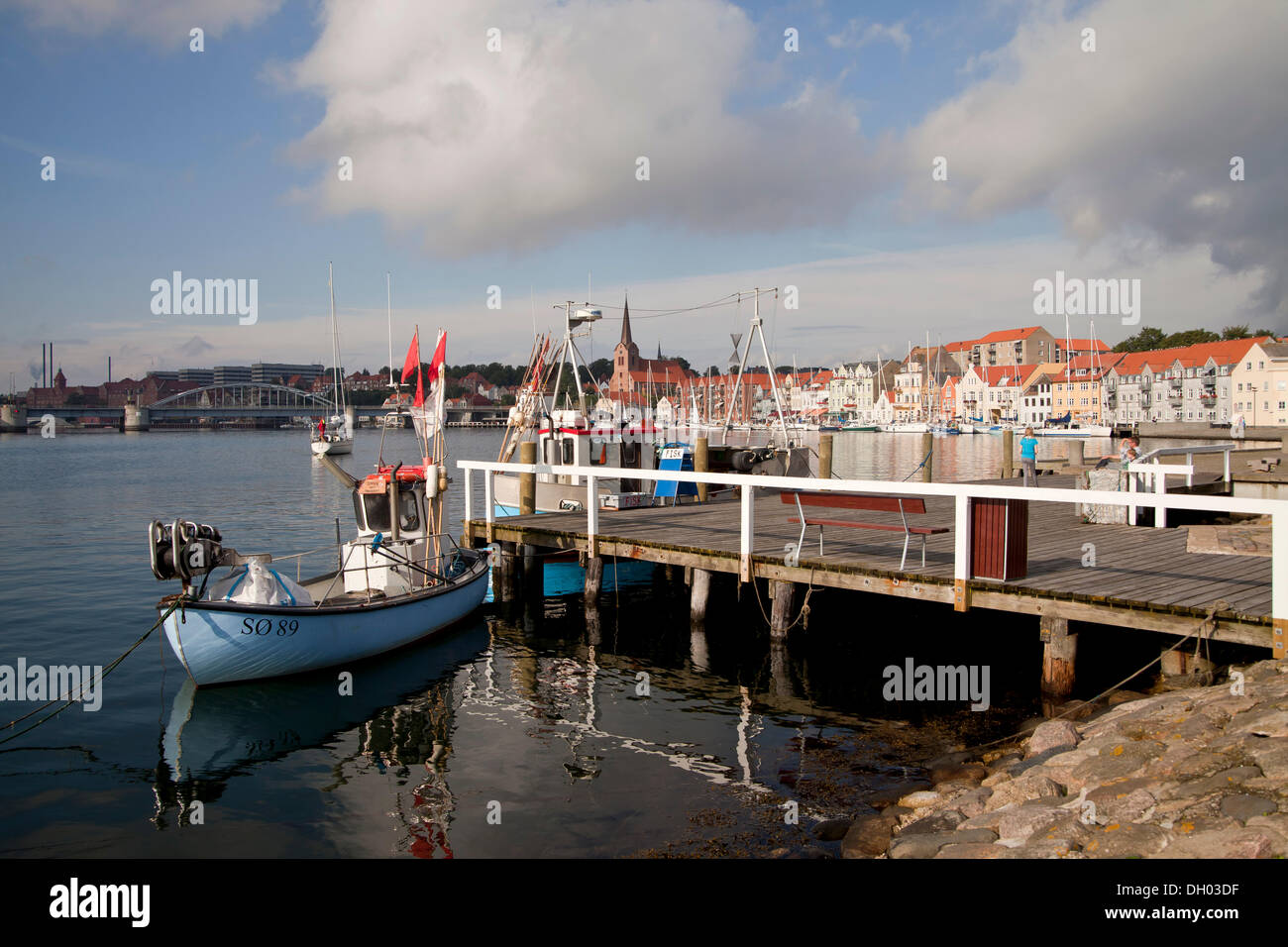 Fishing boat in the town harbour of Sønderborg, Denmark, Europe Stock ...