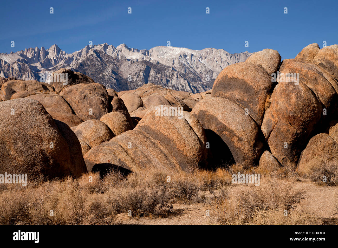 Typical rock formations of the Alabama Hills, Sierra Nevada, California ...