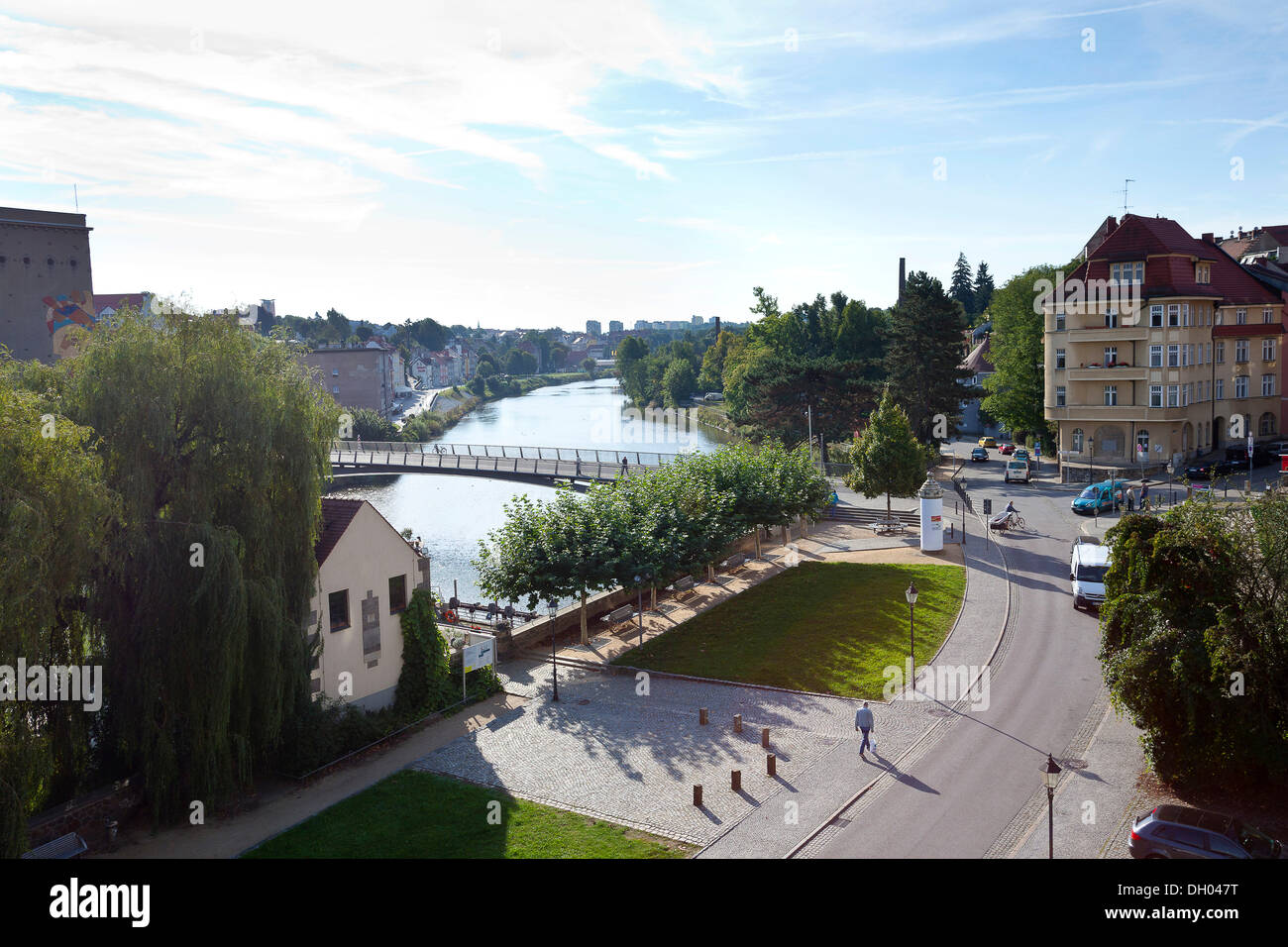 View of Altstadtbruecke bridge across the Neisse river as seen from the ...