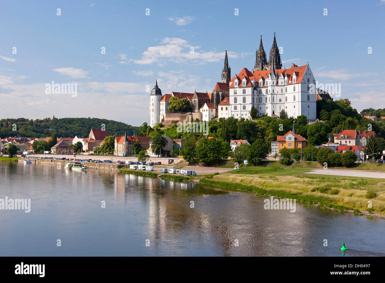 Albrechtsburg castle and cathedral on the River Elbe in Meissen, Saxony ...