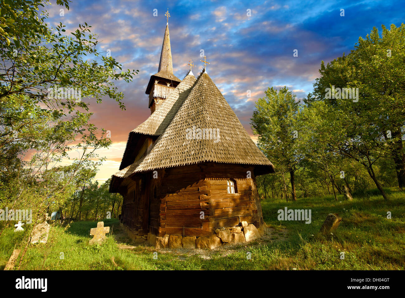 Orthodox wood church of St Archangheli, Biserica de lemn, Maramures ...