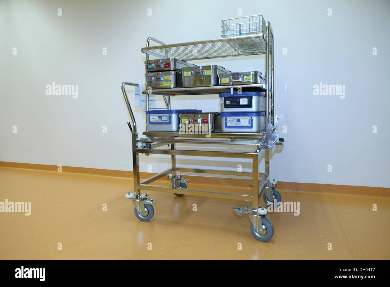 Metal wagon for transporting sterile surgical instruments Stock Photo ...