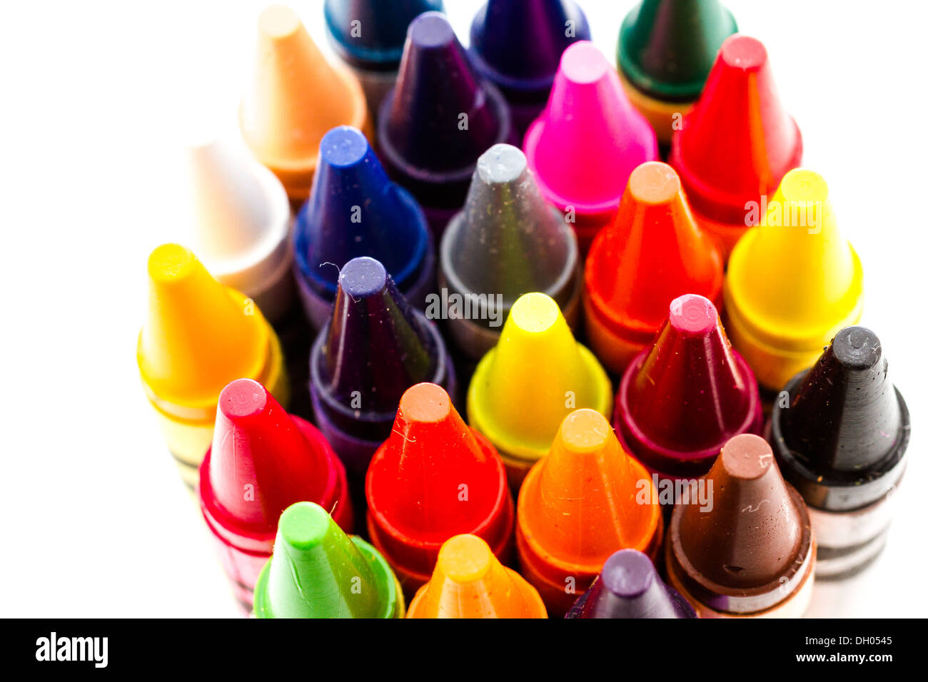 Multicolored crayons on a white background Stock Photo - Alamy