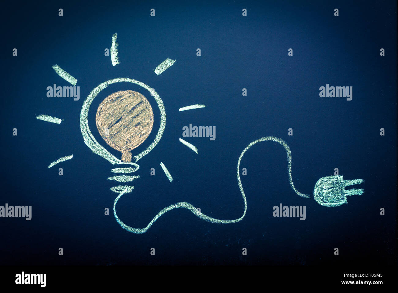 illustrated with chalk drawn light bulbs on a blackboard Stock Photo ...
