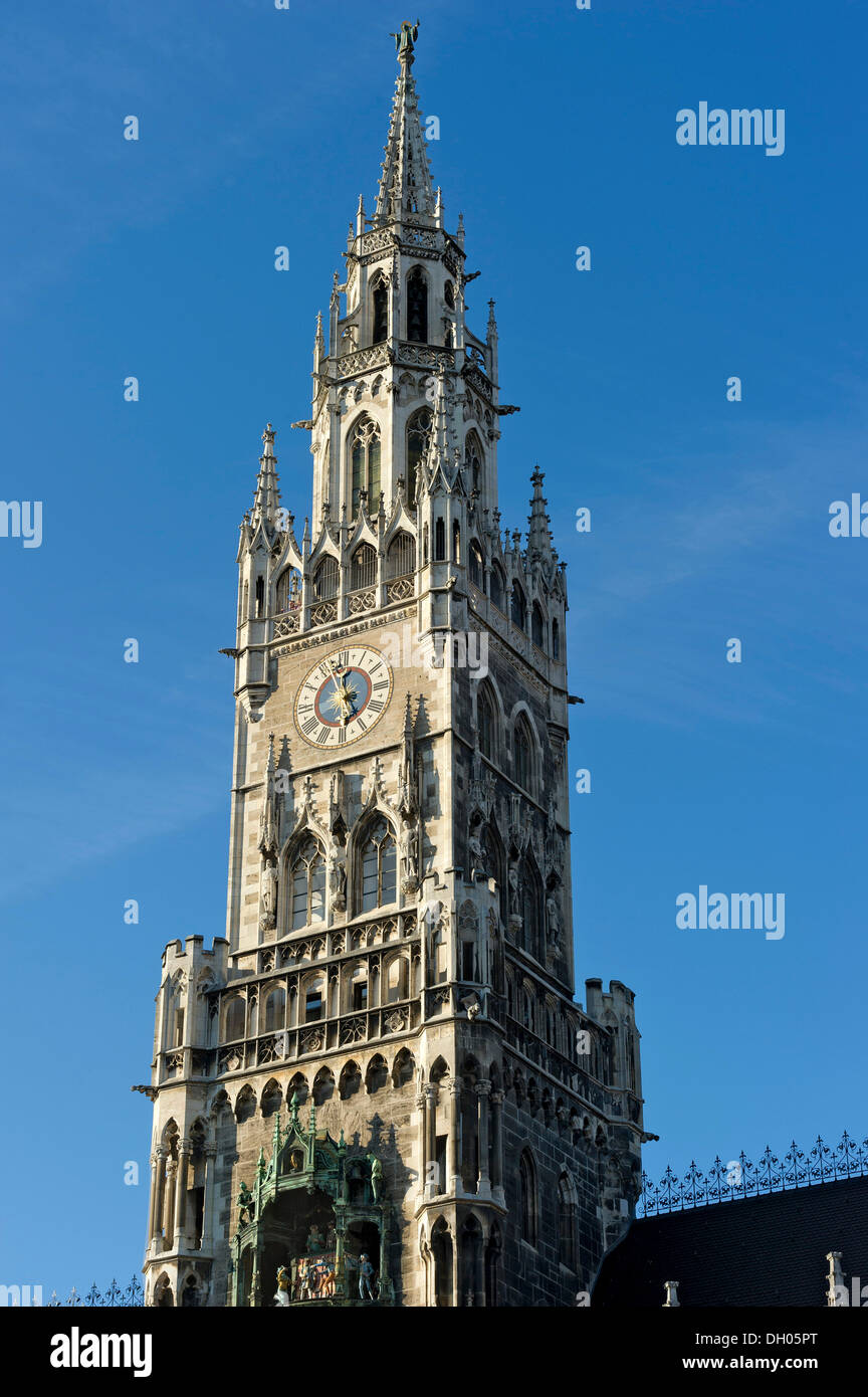 Spire, New Town Hall, Marienplatz, Munich, Upper Bavaria, Bavaria ...