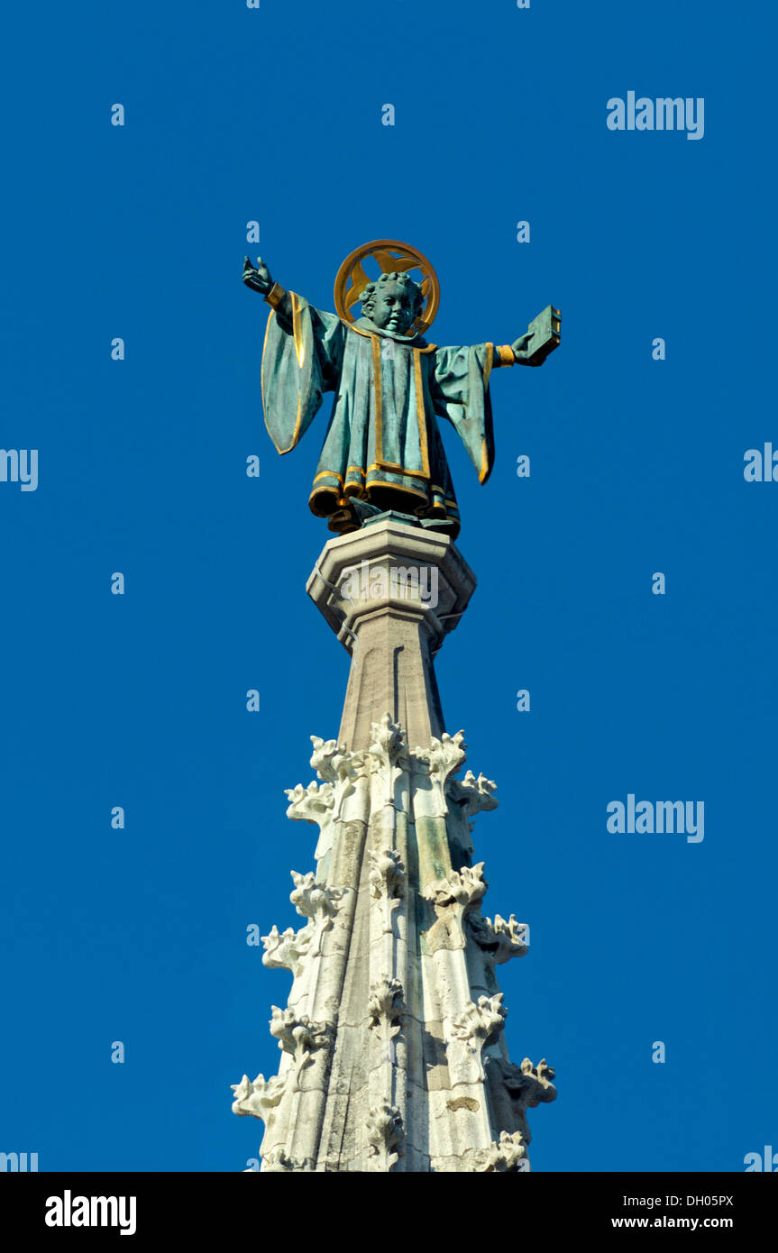 Muenchner Kindl, statue by Anton Schmid, on top of the spire of the ...