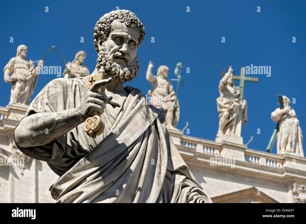 Monumental statue of Saint Peter the Apostle in front of Saint Peter's ...