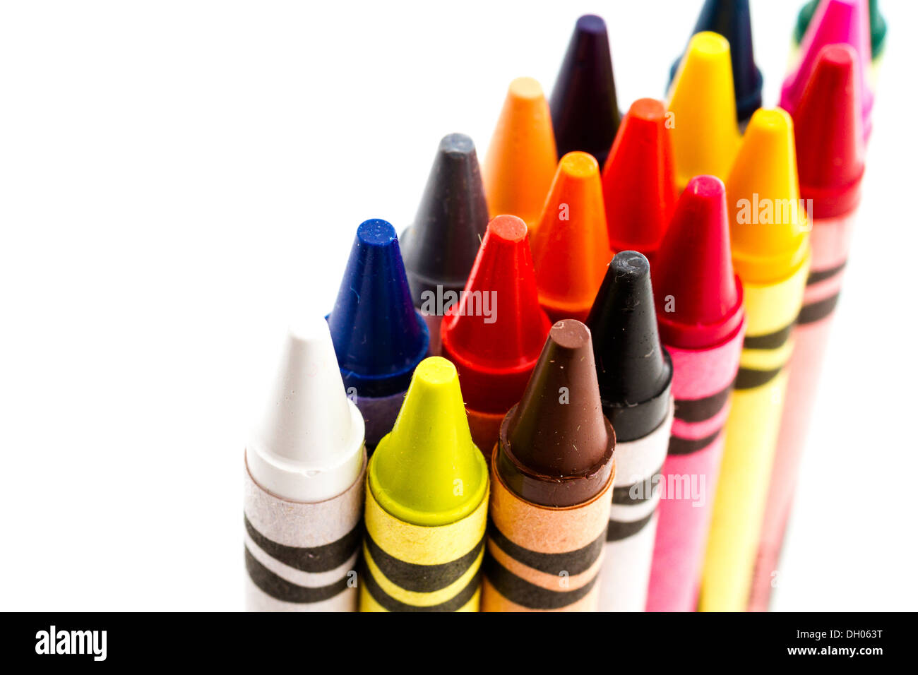Multicolored crayons on a white background Stock Photo - Alamy