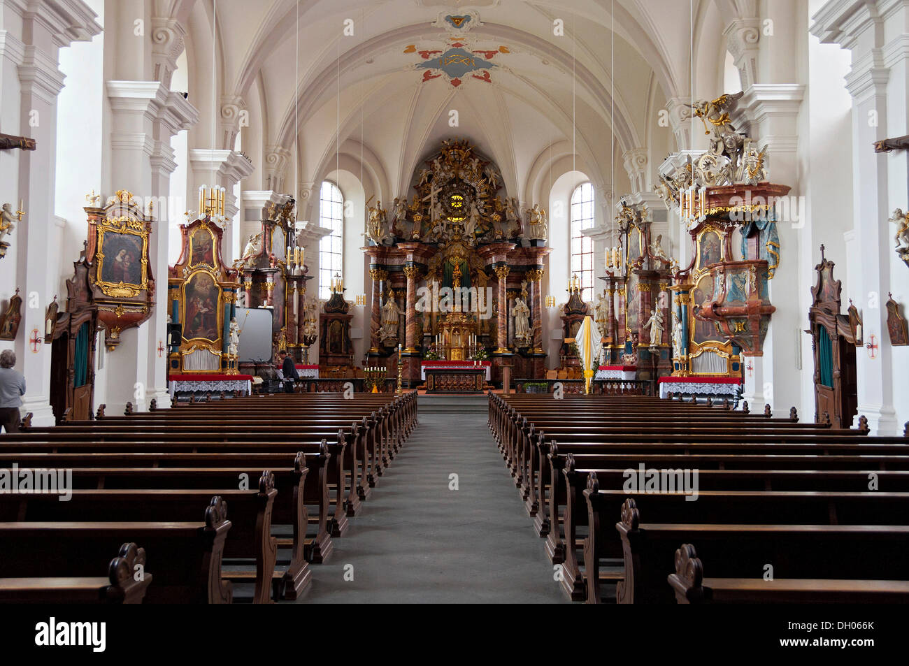 Baroque interior of the abbey church of the Franciscan monastery of ...