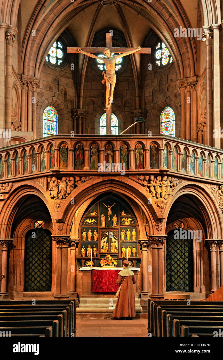 Nave with rood screen, Apostle Altar or Lay Altar, choir, Romanesque ...
