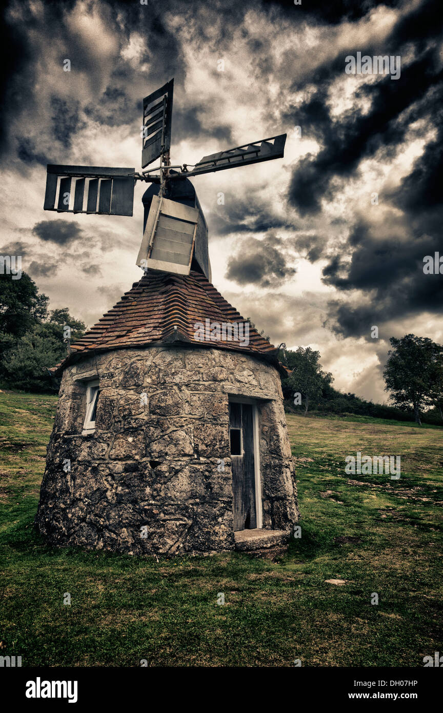A historic stone windmill at Calbourne Mill on the Isle of Wight Stock ...