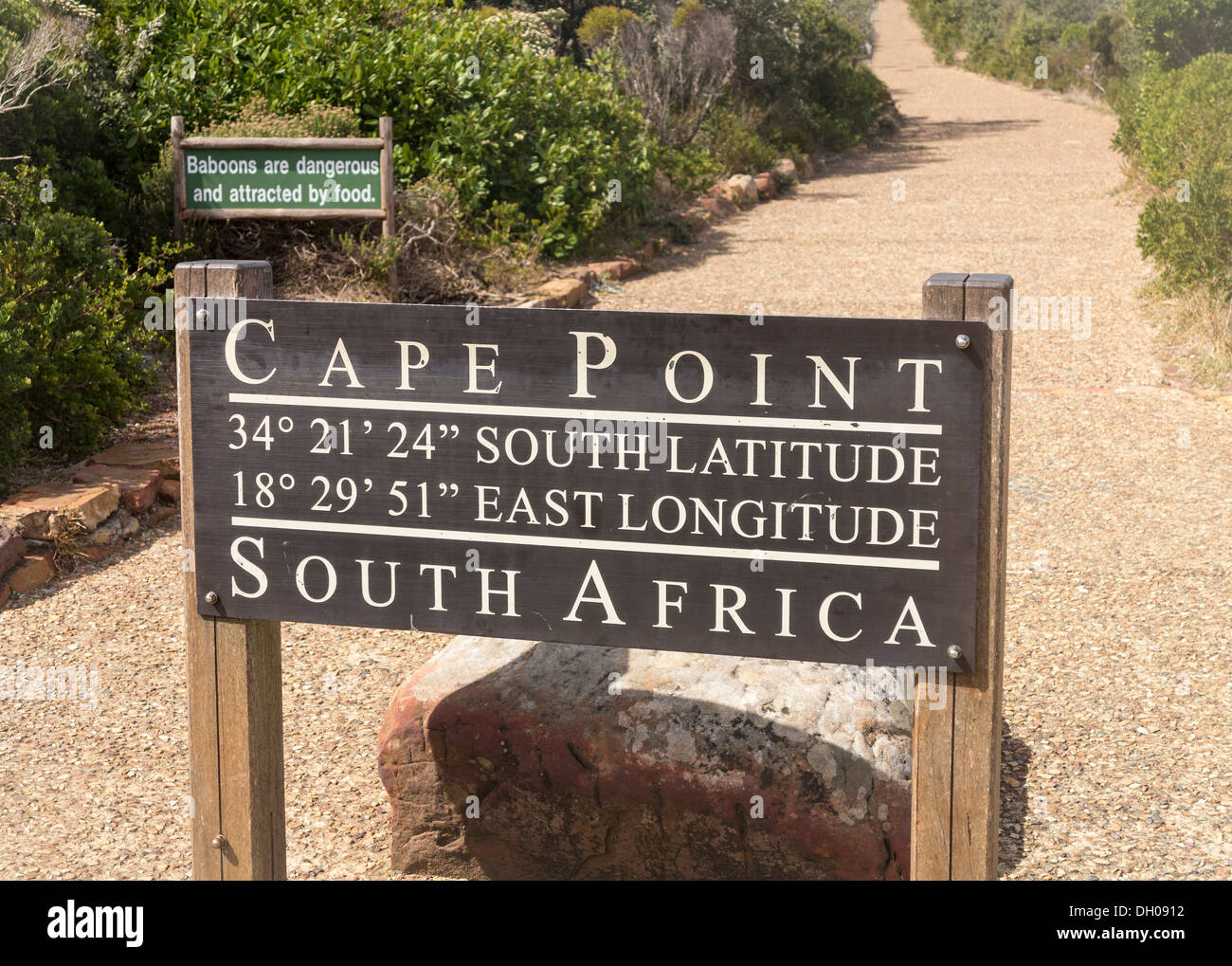 Signpost at Cape Point in South Africa with latitude and longitude ...