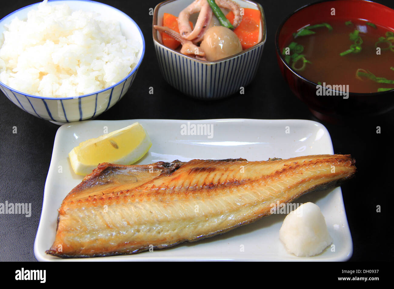 Atka mackerel set meal Stock Photo - Alamy