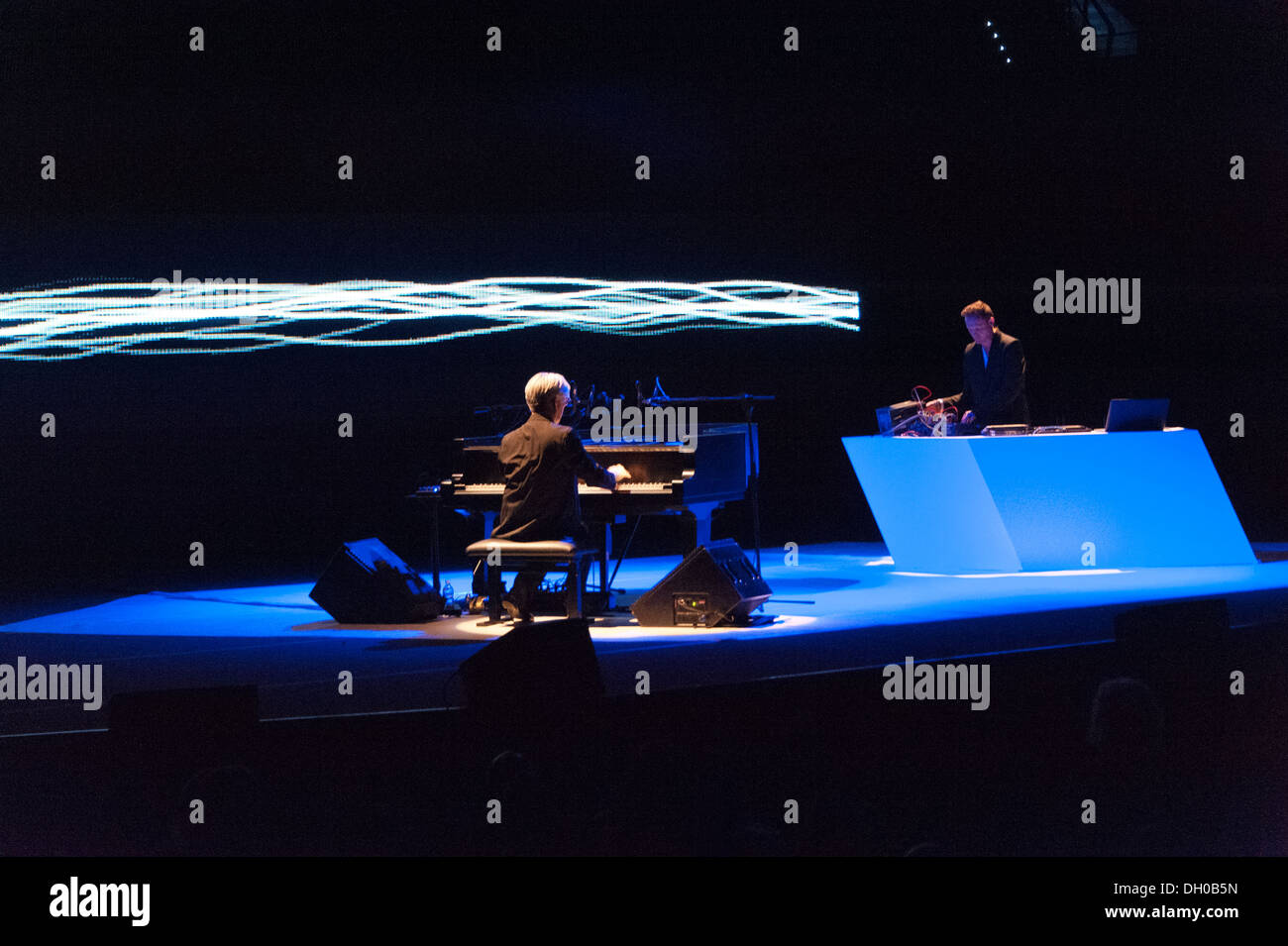 Alva Noto and Ryuichi Sakamoto perform at Auditorium Parco della Musica during Summvs tour 2013 ...