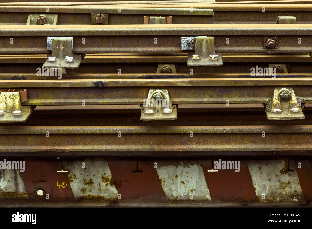 A stack of steel railway track at the Whitwell & Reepham RAilway Museum ...