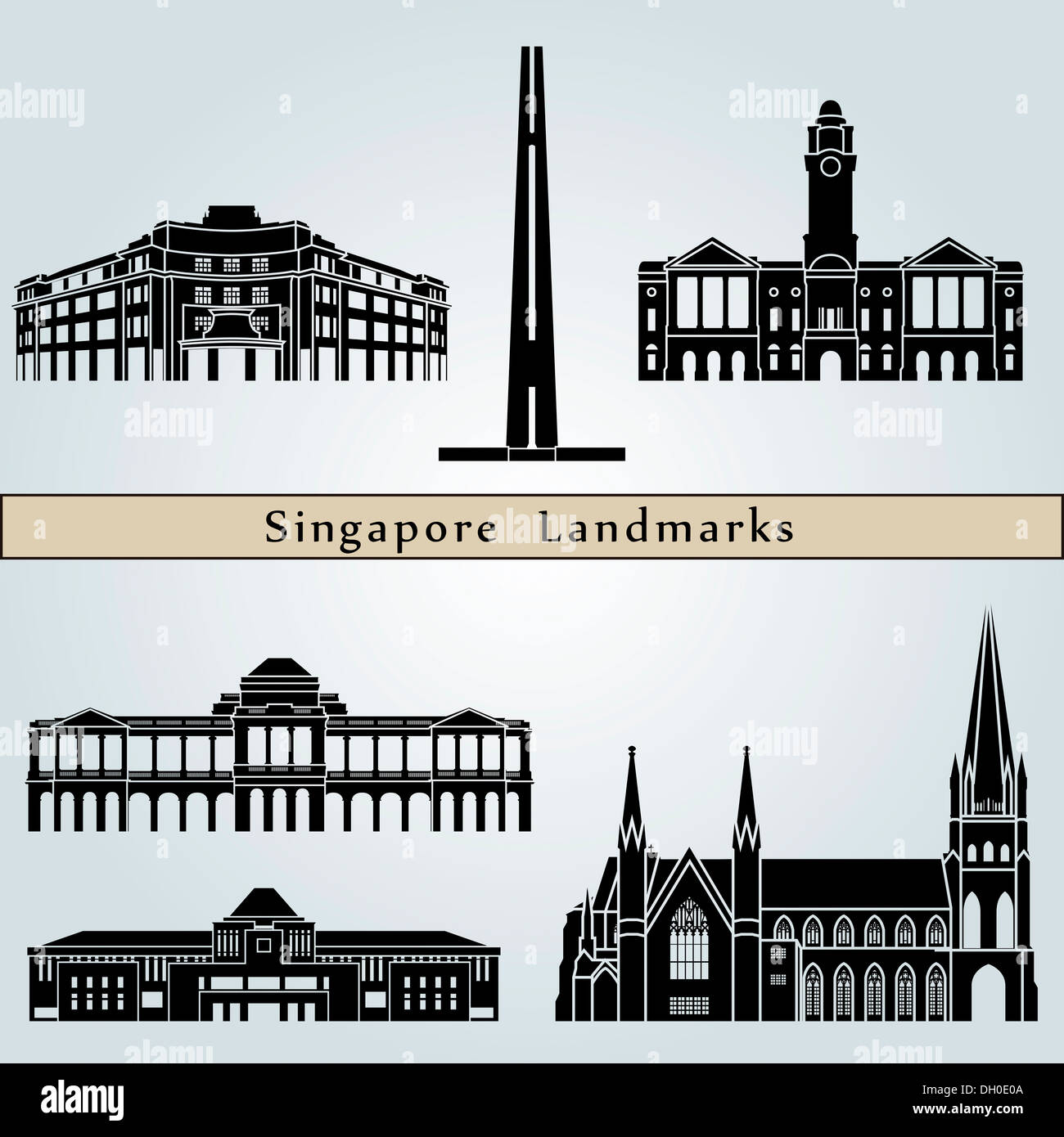 Singapore landmarks and monuments Stock Photo - Alamy