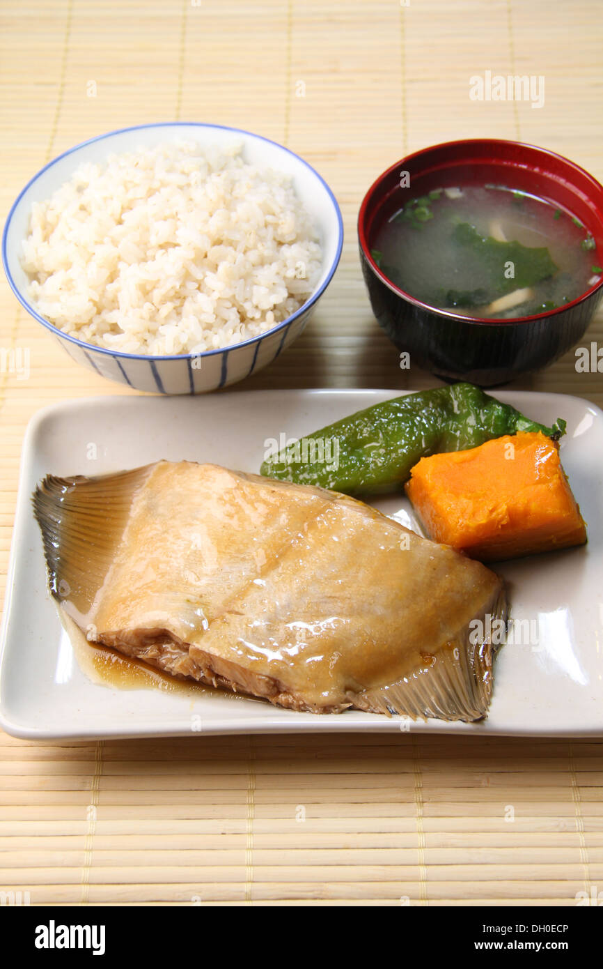 Boiled fish set meal Stock Photo - Alamy