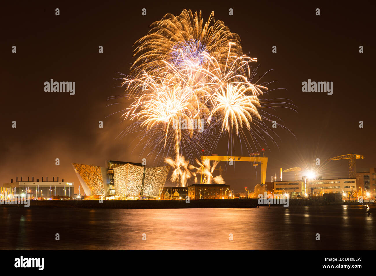 Titanic Fireworks, Belfast Stock Photo - Alamy