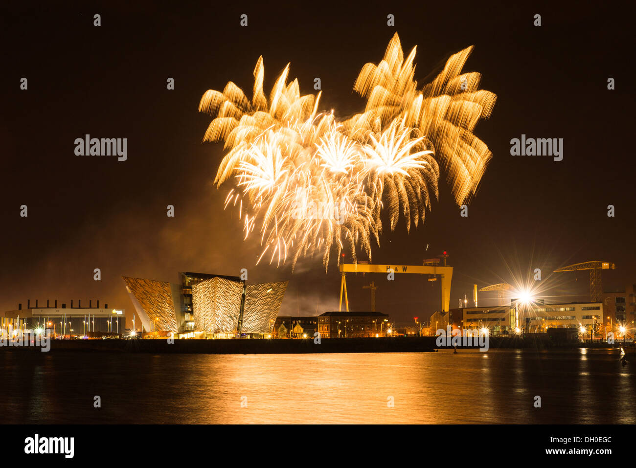 Titanic Fireworks, Belfast Stock Photo - Alamy