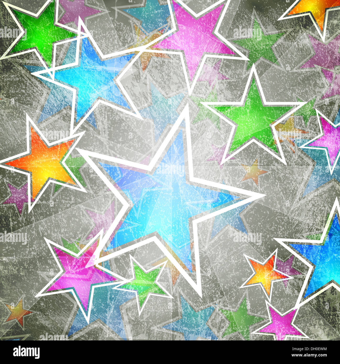 Colourful grunge design with stars. Vector eps 10 Stock Photo - Alamy