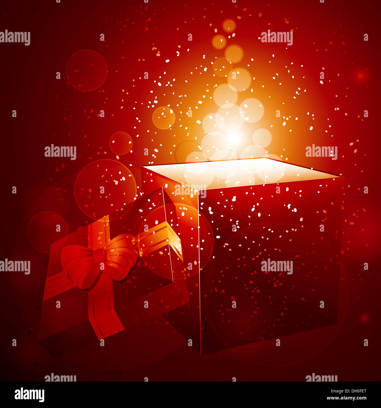 Christmas gift background with open gift box and glows Stock Photo - Alamy