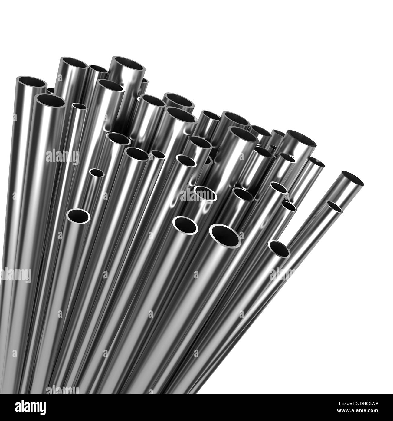 Stack of Steel Pipes Isolated on White Background Stock Photo - Alamy