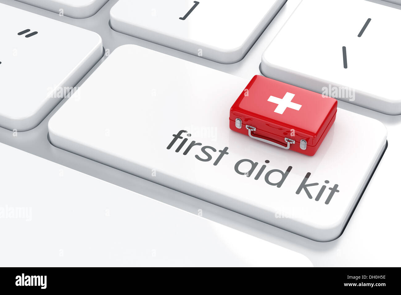 3d render of first aid kit on the keyboard. Antivirus, computer support ...